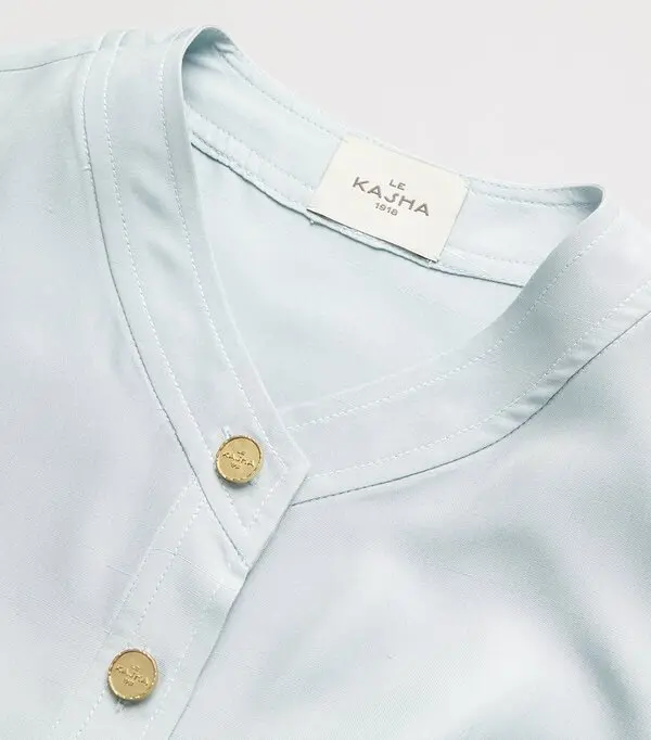 Le Kasha Silk Haima Cropped Button-up Top