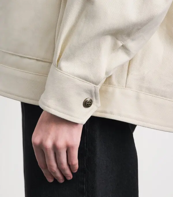 ANINE BING Cotton Holden Jacket With Leather Collar - Beige