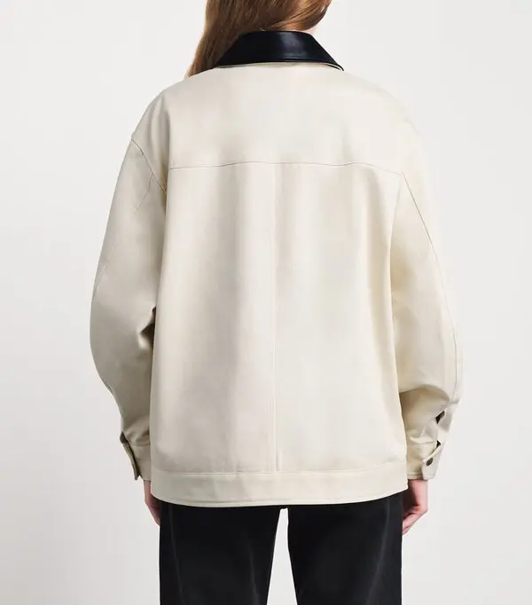 ANINE BING Cotton Holden Jacket With Leather Collar - Beige