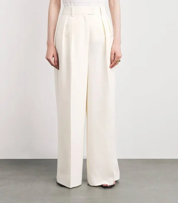 ANINE BING Lou Wide-leg Trousers - Beige