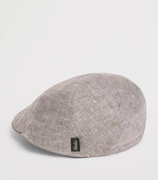 Borsalino Linen Herringbone Parigi Duckbill Flat Cap