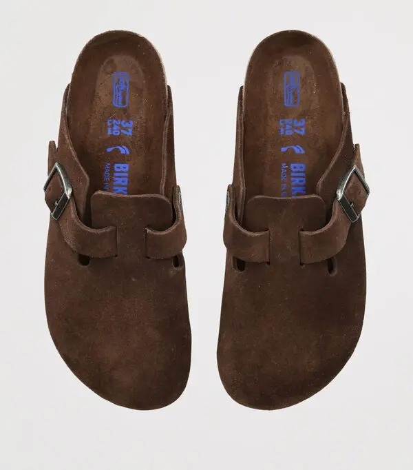 BIRKENSTOCK Suede Boston Clogs With Buckle Fastening - Brown