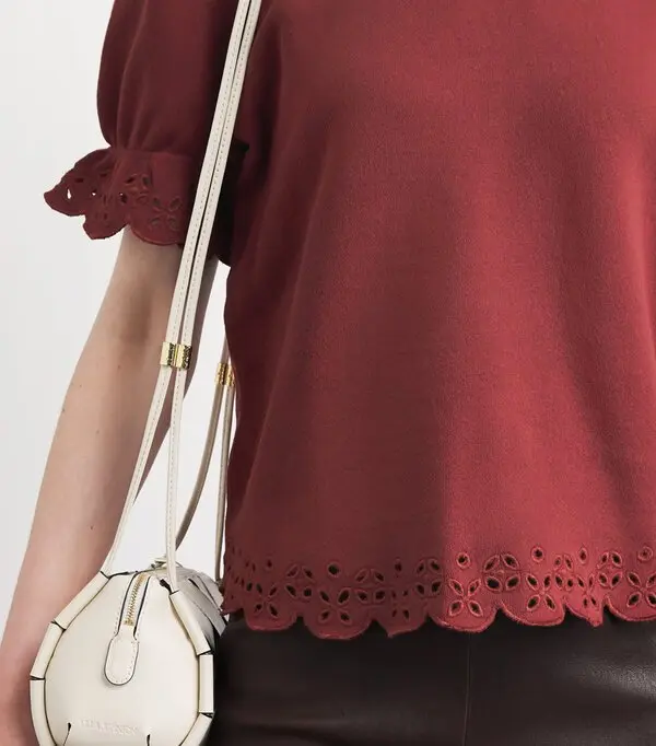 Paige Cotton Ciabatta Top With Puff Sleeves And Eyelet Trim