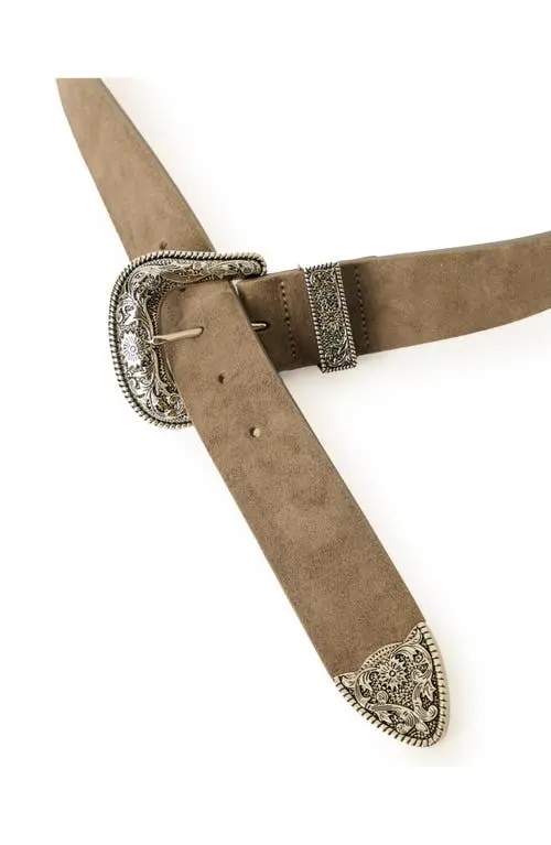 B-low The Belt Suede Western Belt - Elephant Silver
