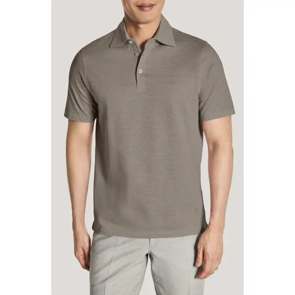 JACK VICTOR Davis Cotton & Linen Polo - Khaki