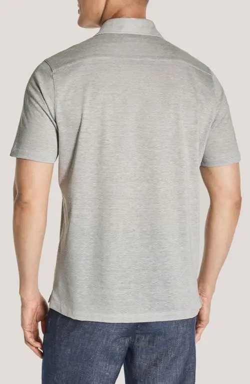 JACK VICTOR Davis Cotton & Linen Polo - Light Grey
