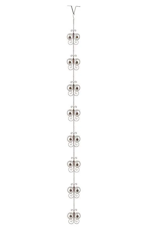 GLITZHOME 8.5ft Faux Copper Butterfly Shaped Rain Chain With V-shaped Gutter Clip - Bronze