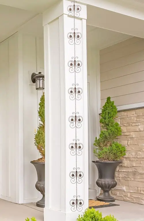 GLITZHOME 8.5ft Faux Copper Butterfly Shaped Rain Chain With V-shaped Gutter Clip