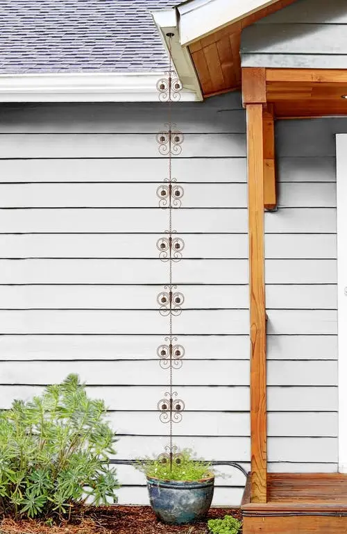 GLITZHOME 8.5ft Faux Copper Butterfly Shaped Rain Chain With V-shaped Gutter Clip