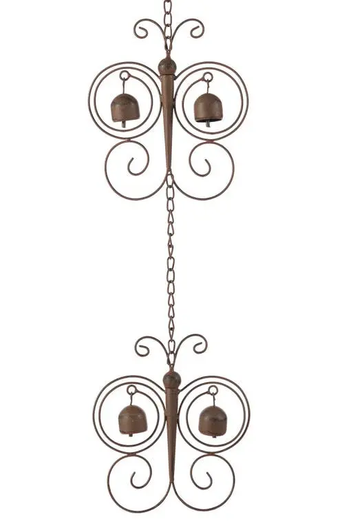 GLITZHOME 8.5ft Faux Copper Butterfly Shaped Rain Chain With V-shaped Gutter Clip