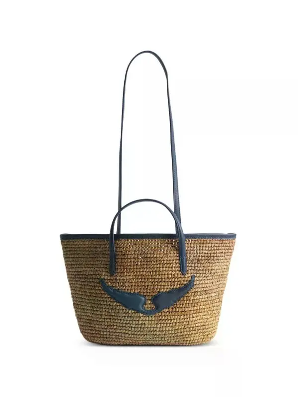 Zadig&Voltaire Mini Wings Raffia Tote Bag - Neutrals