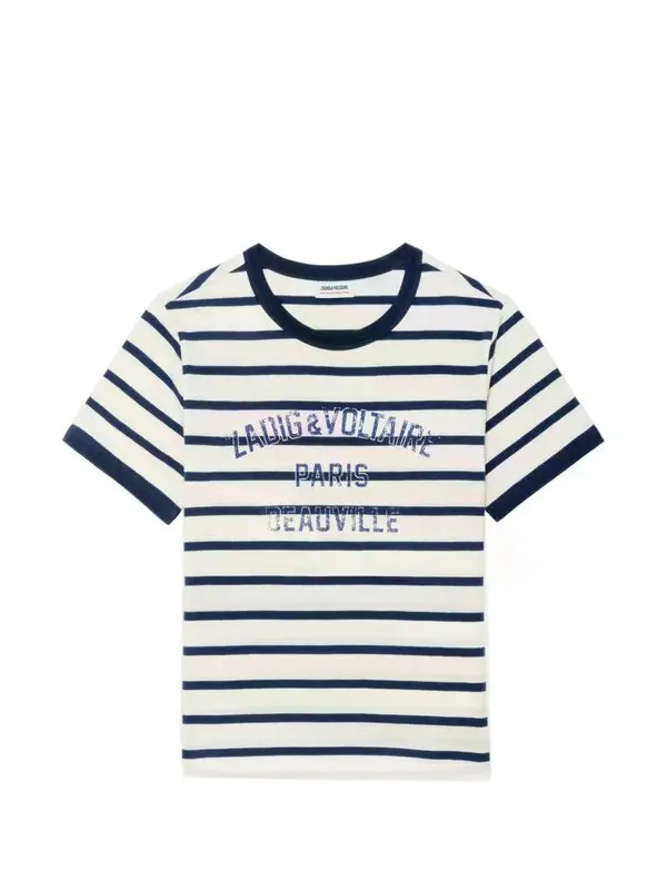 Zadig&Voltaire Striped Logo Print T-shirt - Neutrals
