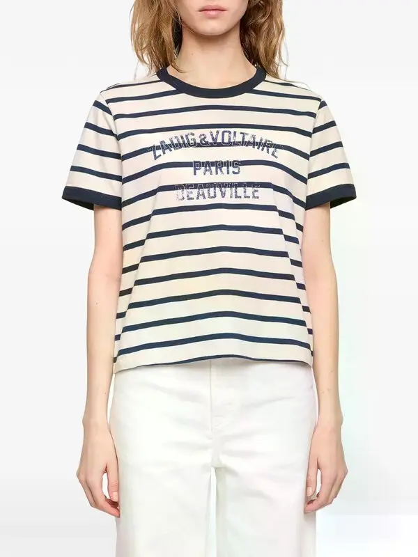 Zadig&Voltaire Striped Logo Print T-shirt - Neutrals