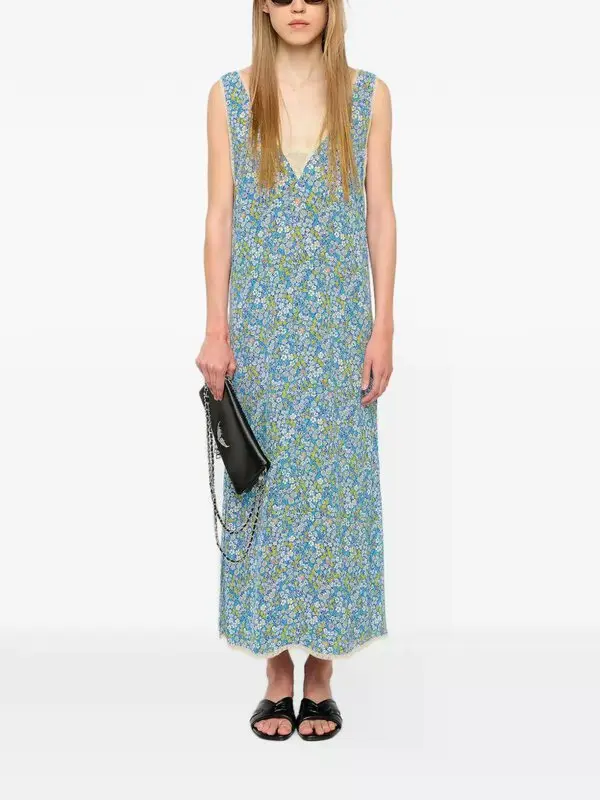 Zadig&Voltaire Renzo Floral Print Midi Dress - Blue