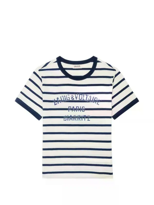 Zadig&Voltaire Striped Logo Print T-shirt - White