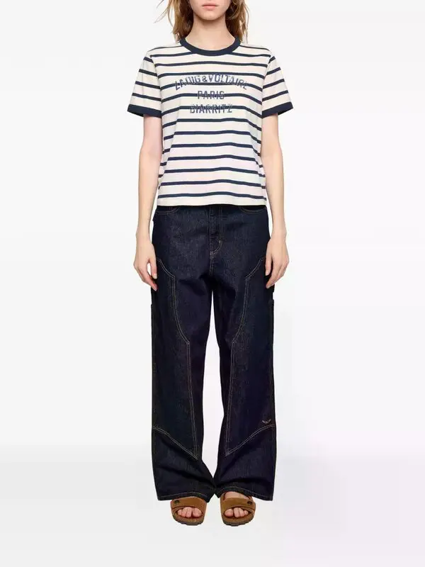 Zadig&Voltaire Striped Logo Print T-shirt - White