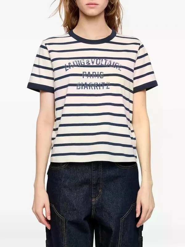 Zadig&Voltaire Striped Logo Print T-shirt - White