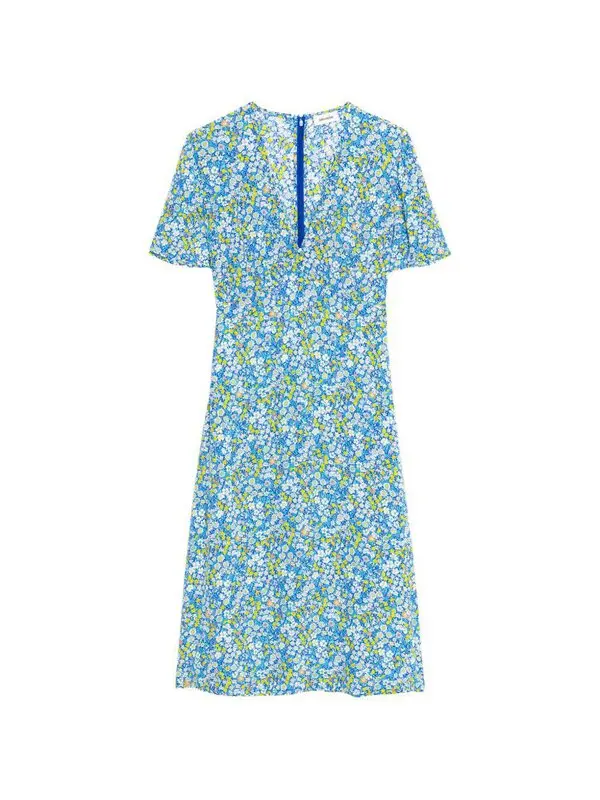 Zadig&Voltaire Rhodral Floral-print V-neck Midi Dress - Blue