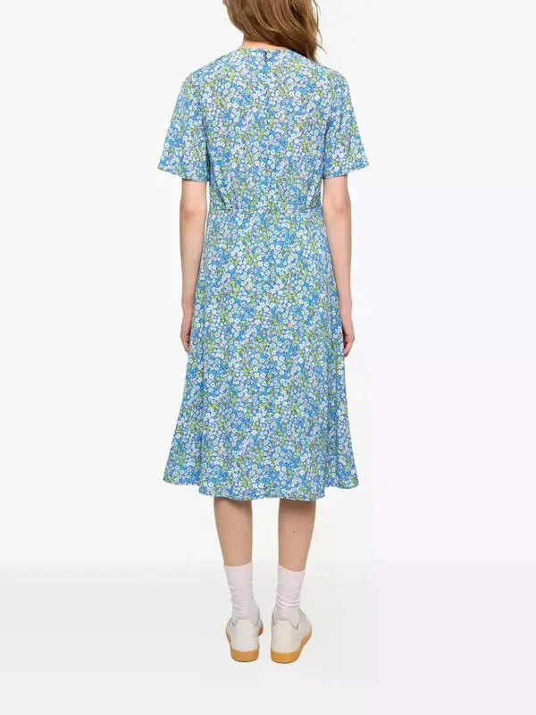 Zadig&Voltaire Rhodral Floral-print V-neck Midi Dress - Blue