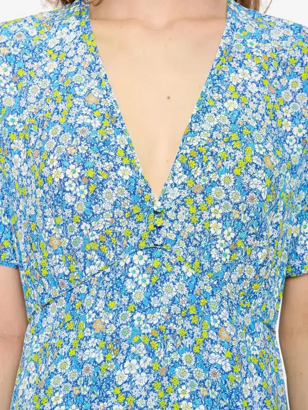 Zadig&Voltaire Rhodral Floral-print V-neck Midi Dress - Blue
