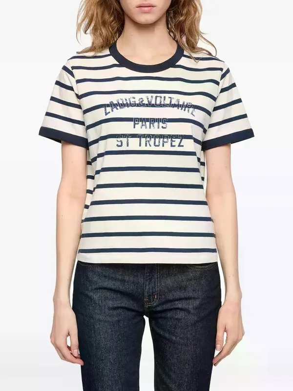Zadig&Voltaire Striped Crewneck T-shirt - Neutrals