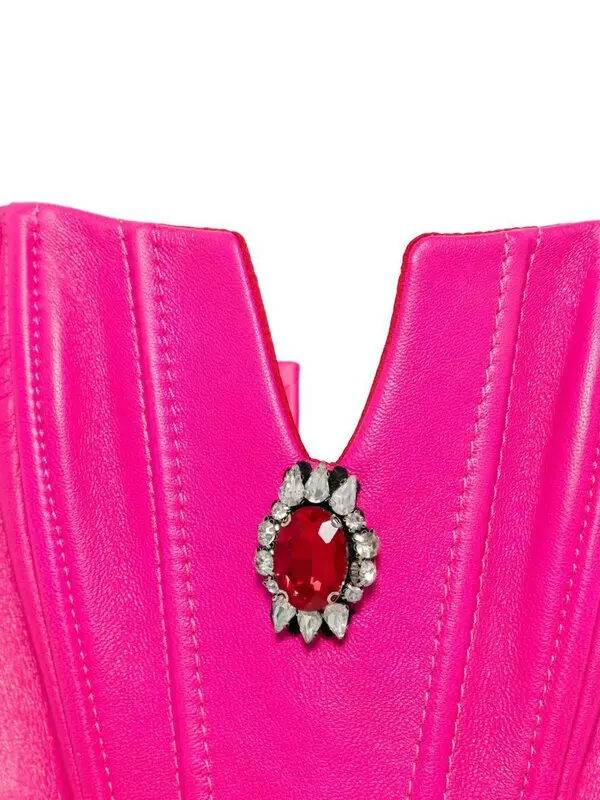 MITILIANE COUTURE Kyla Crystal-embellished Leather Bustier
