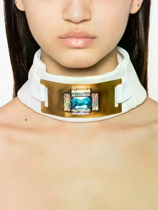 MITILIANE COUTURE Crystal Embellished Leather Necklace