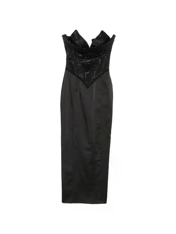 MITILIANE COUTURE Crystal Embellished Strapless Maxi Dress - Black
