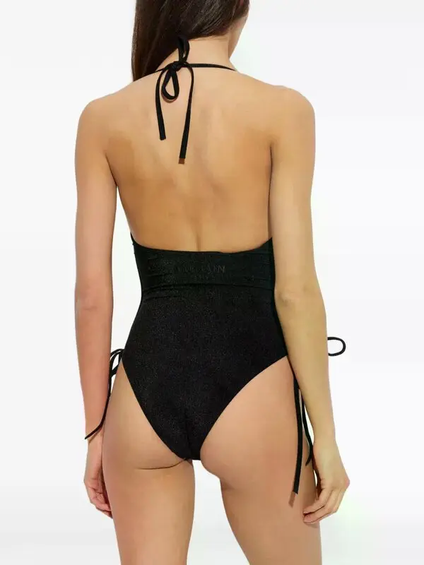 Balmain Halterneck Side-tie Swimsuit - Black