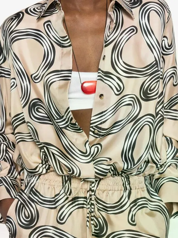 Loewe Anagram Print Silk Shirt - Neutrals