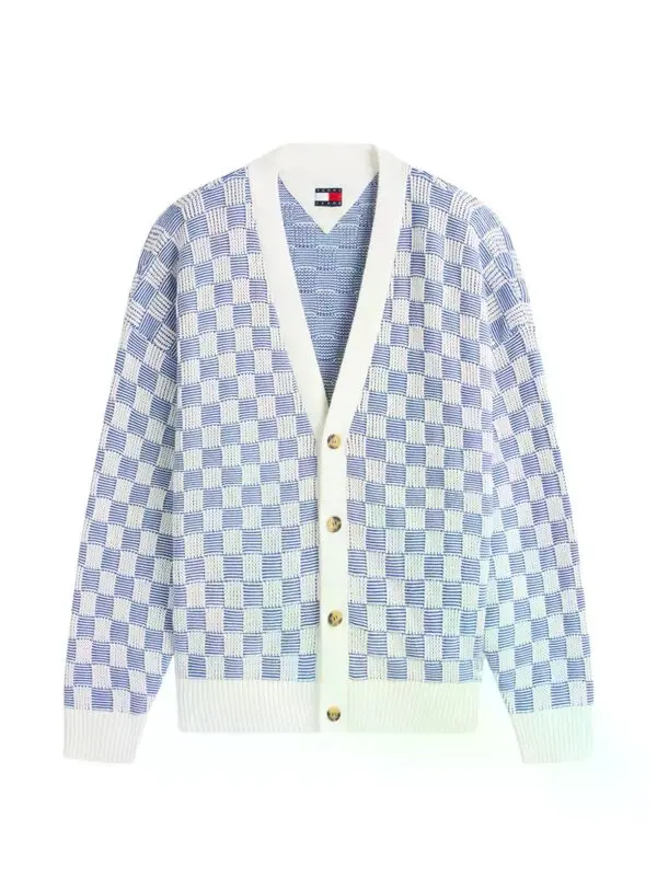 Tommy Hilfiger Checkerboard-knit Cotton Cardigan