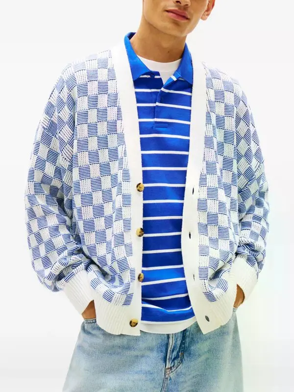 Tommy Hilfiger Checkerboard-knit Cotton Cardigan