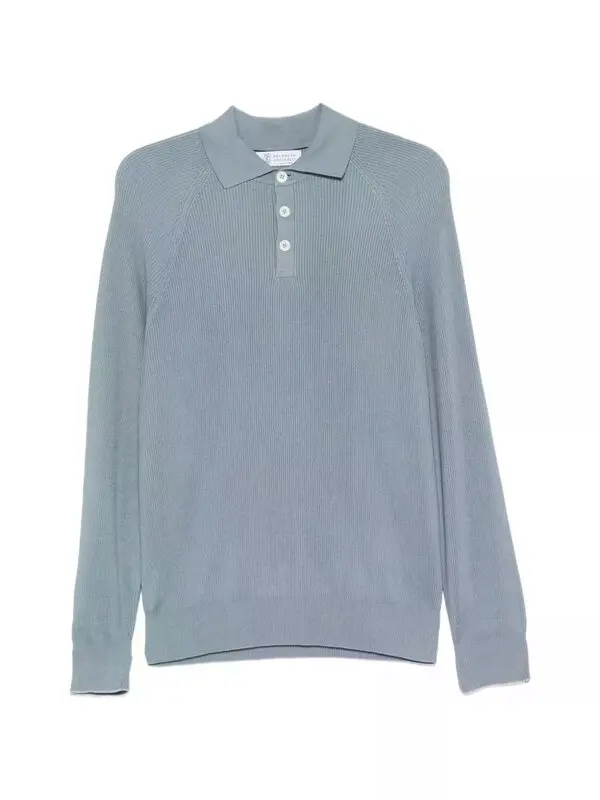 Brunello Cucinelli Ribbed Long-sleeve Polo Shirt