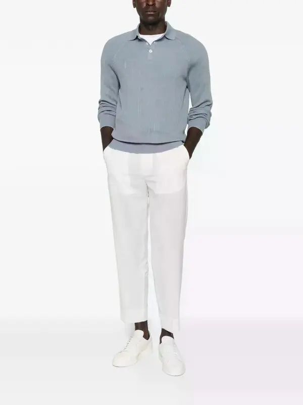 Brunello Cucinelli Ribbed Long-sleeve Polo Shirt