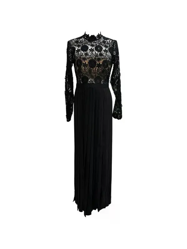 SELF-PORTRAIT Mia Lace-accent Pleated Maxi Dress