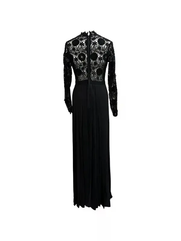 SELF-PORTRAIT Mia Lace-accent Pleated Maxi Dress
