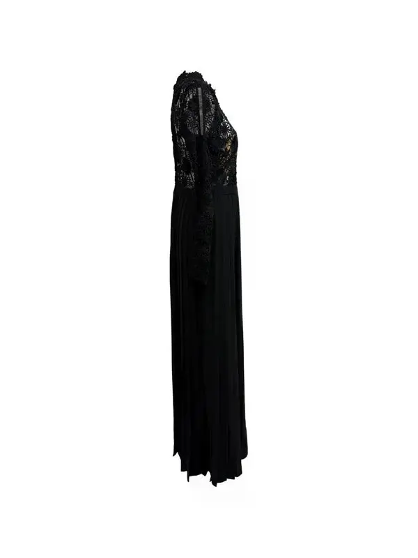 SELF-PORTRAIT Mia Lace-accent Pleated Maxi Dress