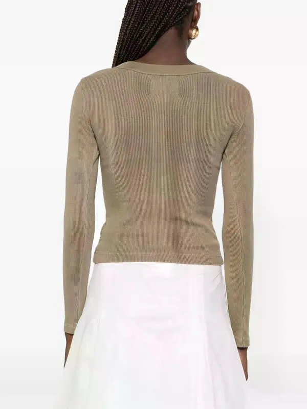 Citizens Of Humanity Ribbed Knit Henley Top - Green