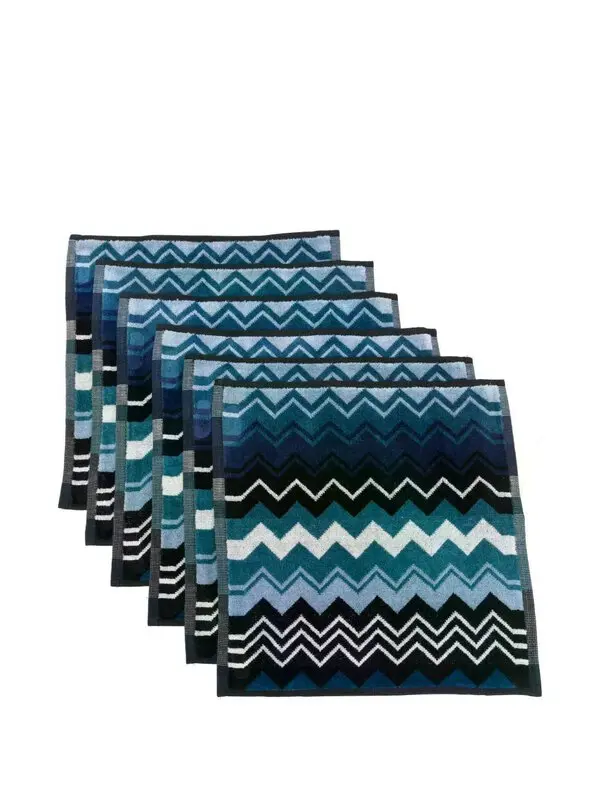 Missoni Giacomo Zigzag-pattern Face Towels - Blue