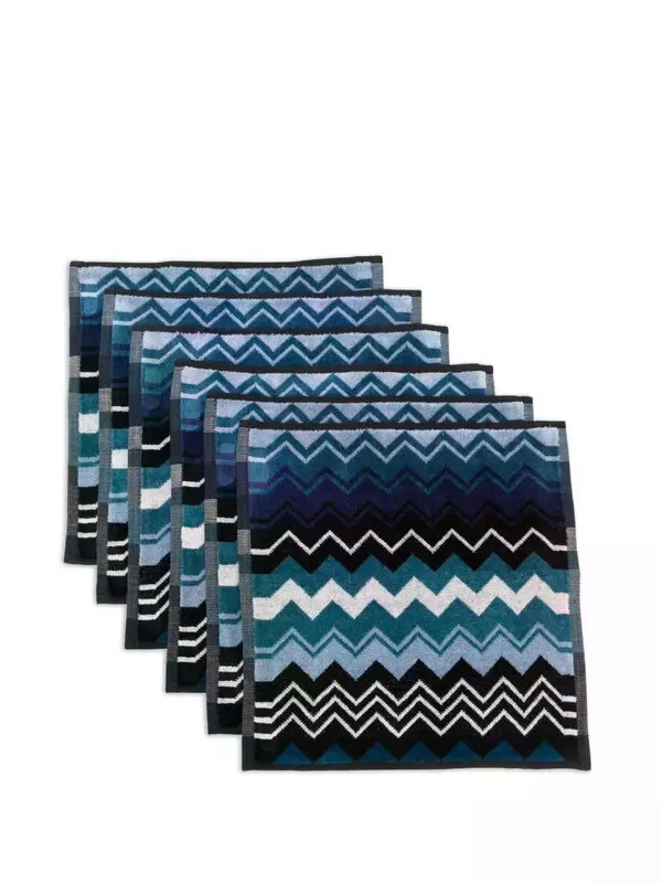 Missoni Giacomo Zigzag-pattern Face Towels - Blue
