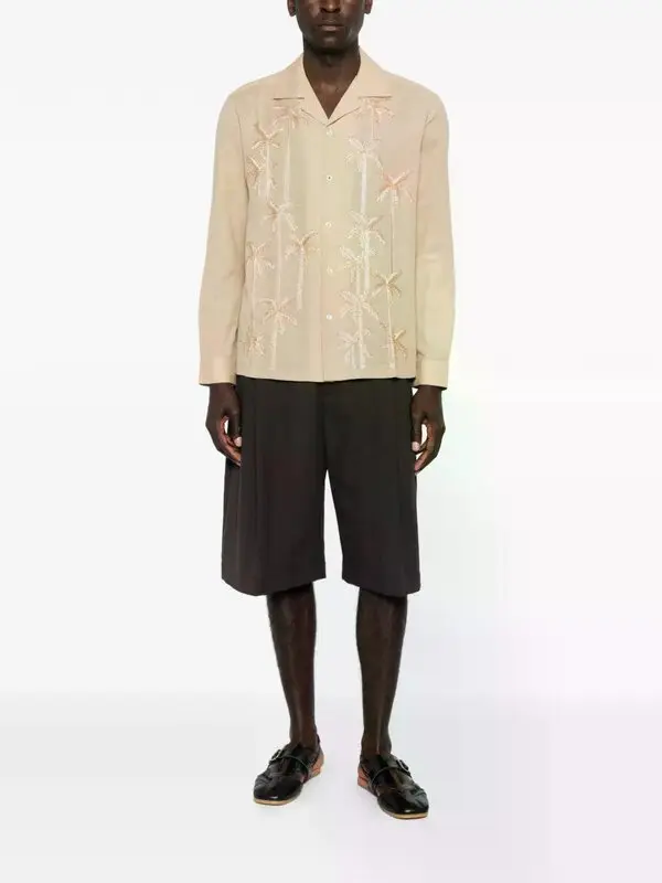 BAZISZT Palm Groove Camp-collar Shirt - Neutrals