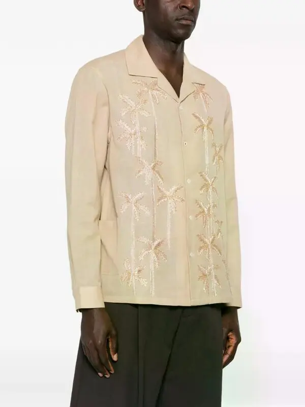 BAZISZT Palm Groove Camp-collar Shirt - Neutrals