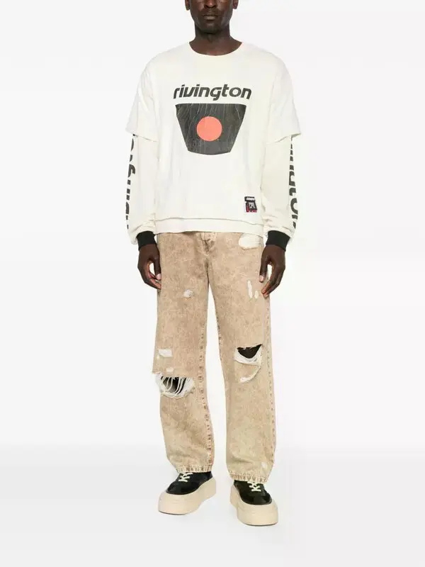 RIVINGTON ROI REBIS Layered Graphic Print Sweater - Black