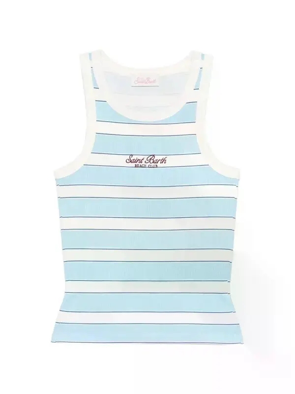 MC2 SAINT BARTH Ada Striped Logo Detail Tank Top - Blue