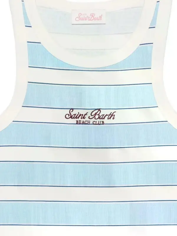 MC2 SAINT BARTH Ada Striped Logo Detail Tank Top - Blue