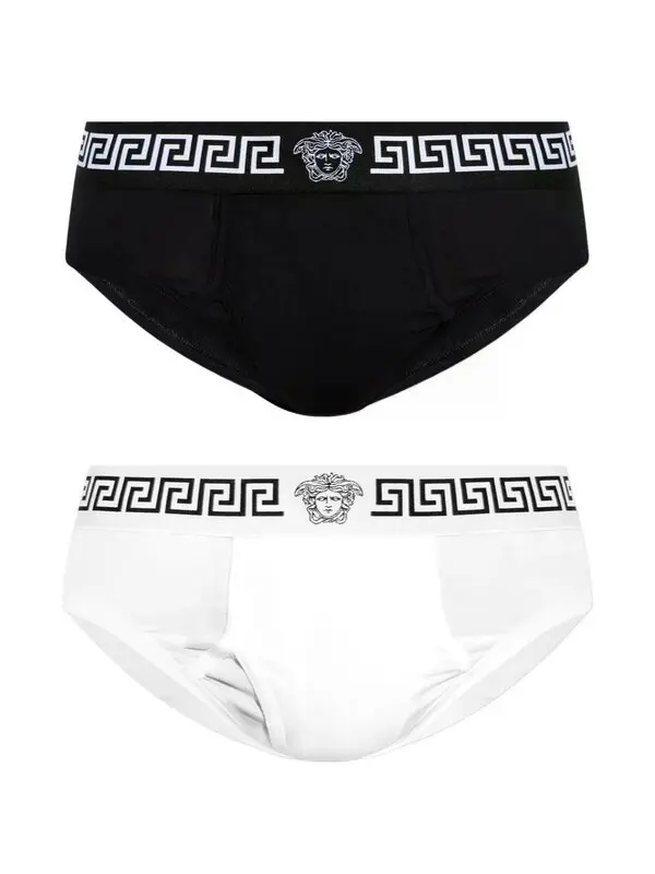 Versace Logo-embellished Briefs - Black
