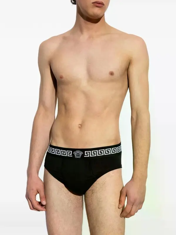Versace Logo-embellished Briefs - Black