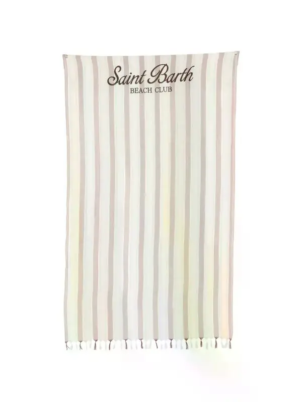 MC2 SAINT BARTH Foutas Light Striped Fringed Beach Towel - Neutrals