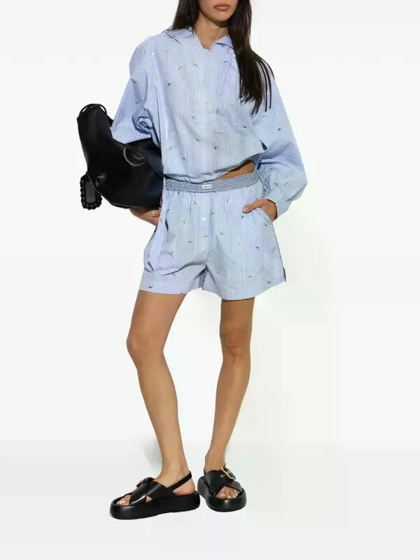 Munthe Striped Bird-print Shorts