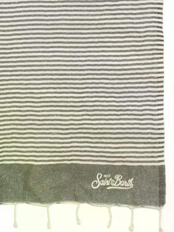 MC2 SAINT BARTH Foutas Striped Fringed Beach Towel - Black